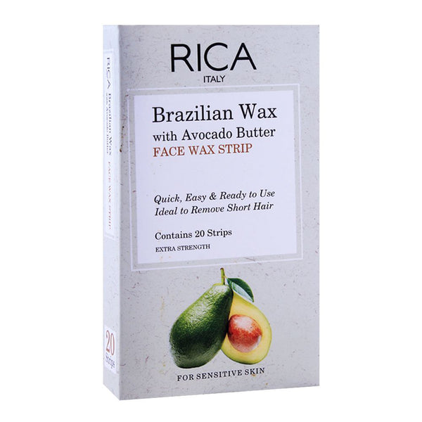 Rica Brazilian Wax, With Avocado Butter, Face Wax Strip, 20-Pack, For
